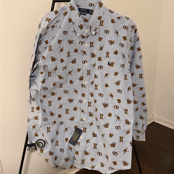 Ralph Lauren | Shirts | Ralph Lauren Mens Light Blue Equestrian Print ...
